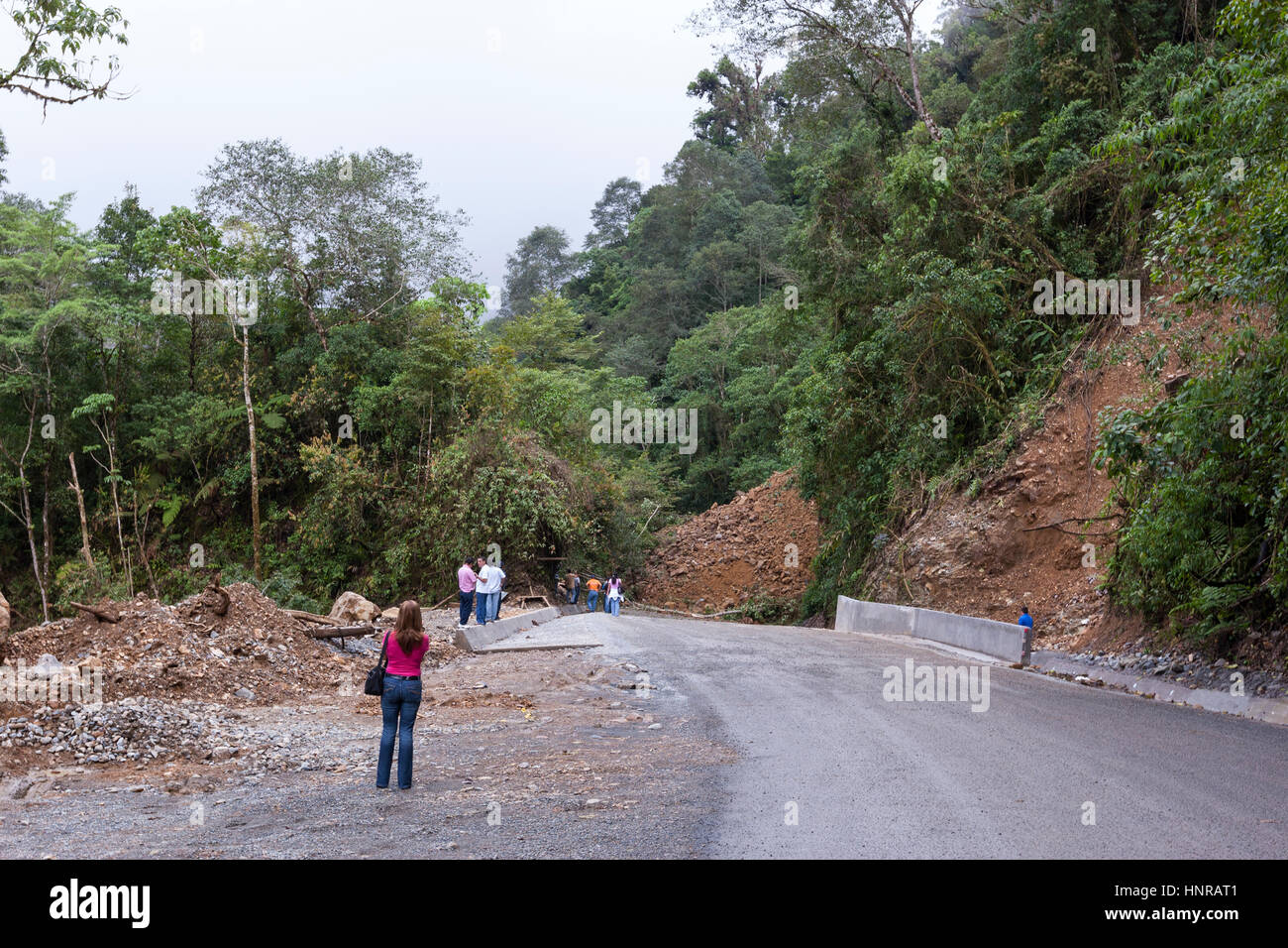Locals and tourists blocked due to a Landslides in the Pan-americana ...