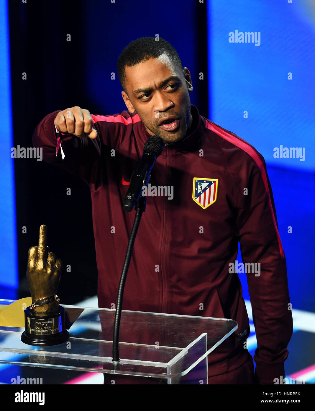 Wiley collects The NME Outstanding Contribution To Music Award during ...
