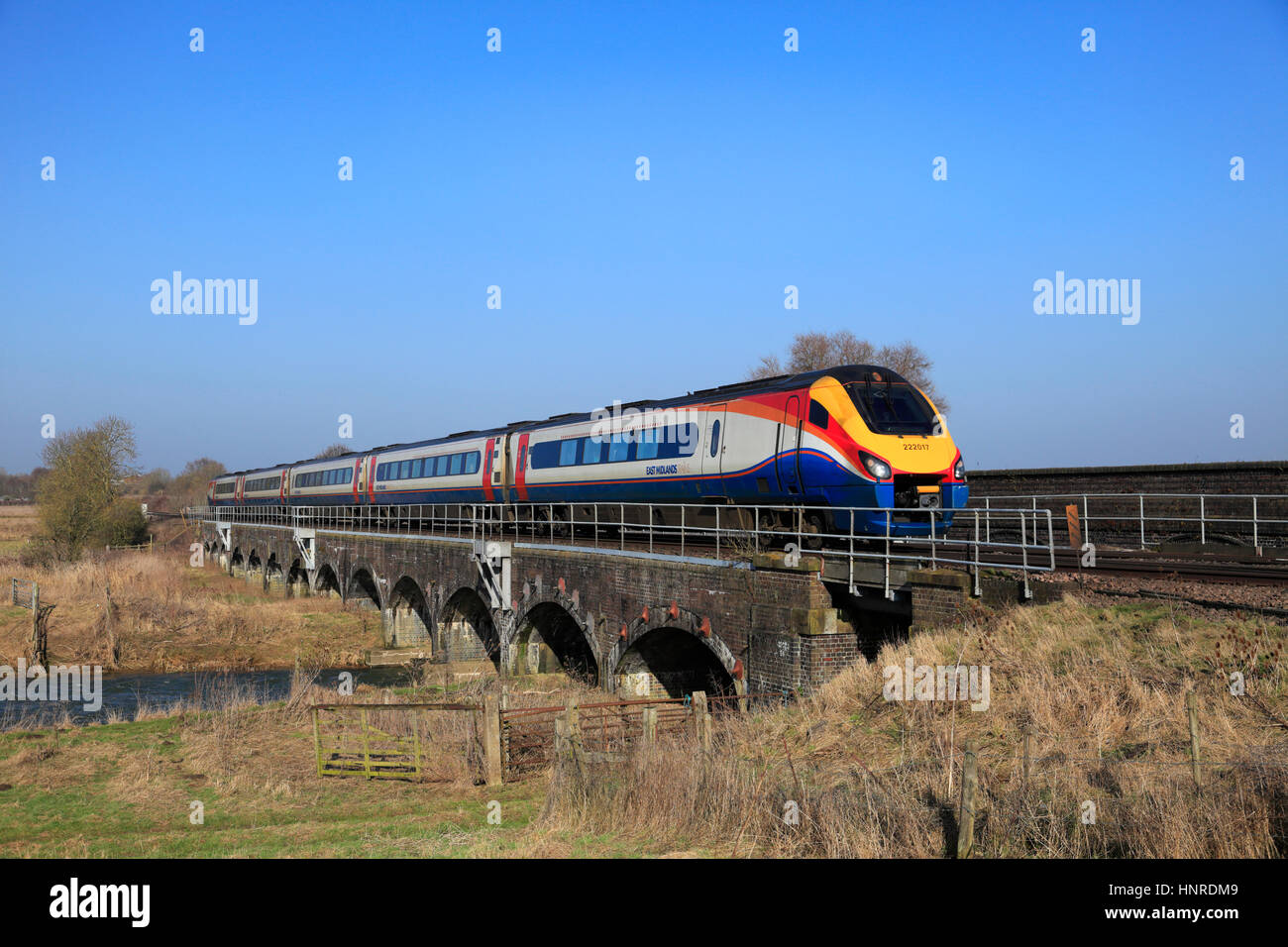 Meridian class 222 017 train, East Midlands Trains livery, between ...