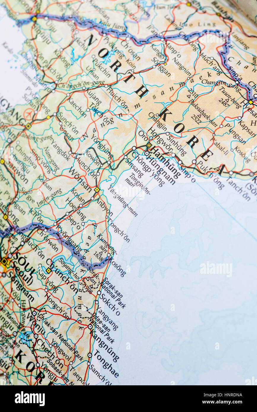 Map of north korea map hi-res stock photography and images - Alamy