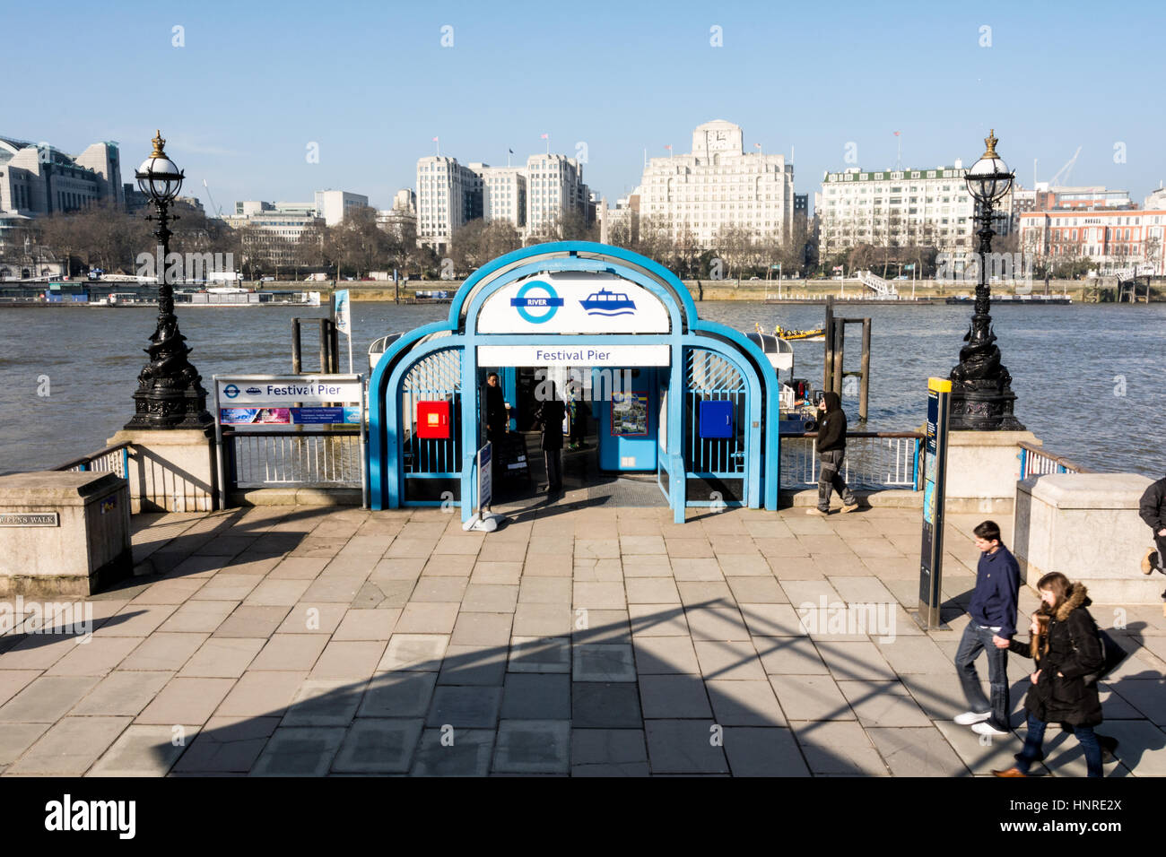 The Festival Pier on the Southbank on the River Thames near Waterloo ...