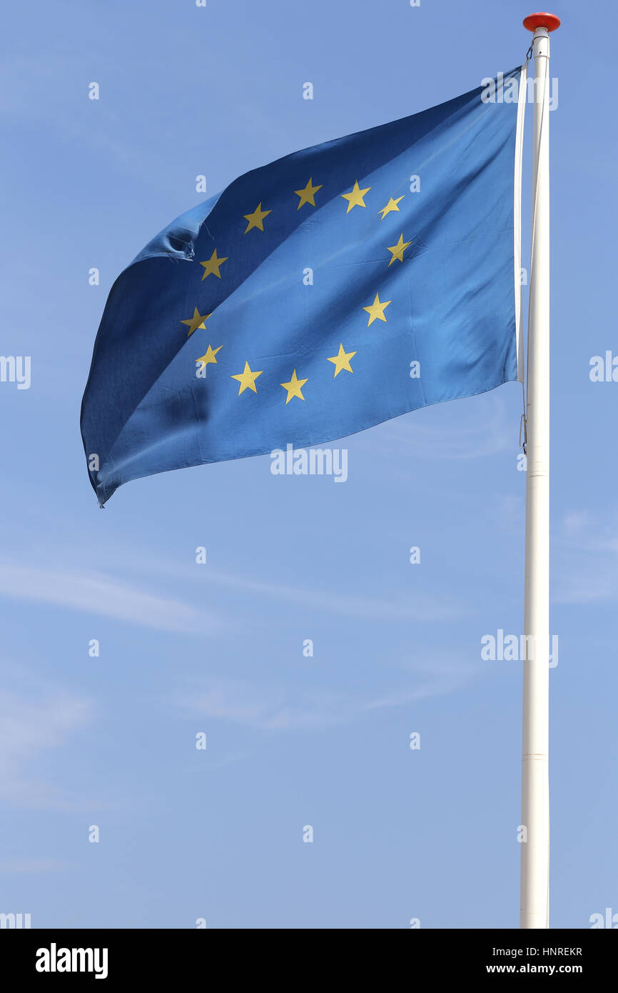 European flag flying in the wind Stock Photo - Alamy