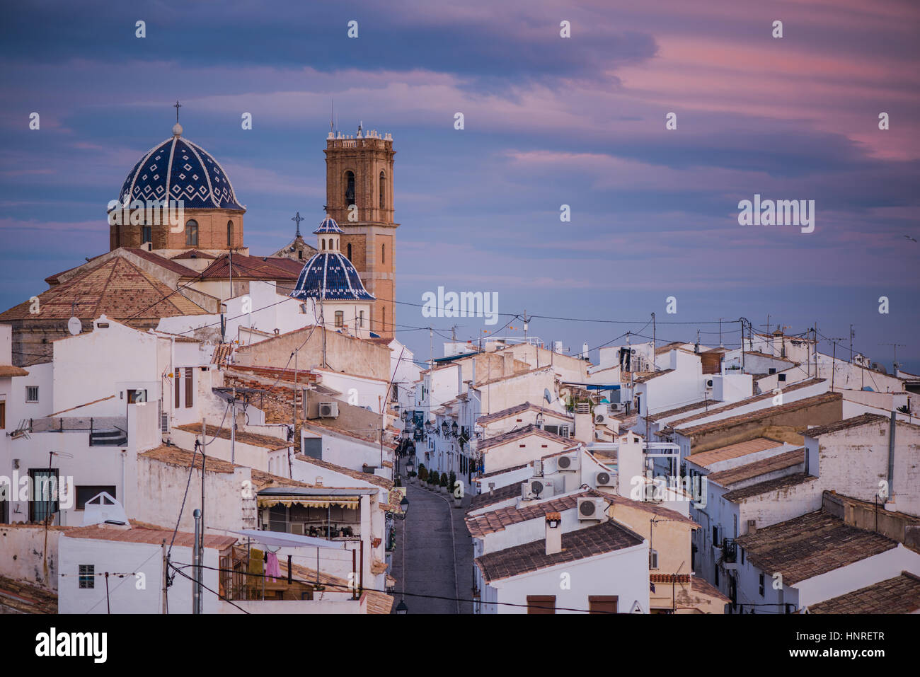 Altea cityscape at sunset, Costa Blanca, Spain Stock Photo - Alamy