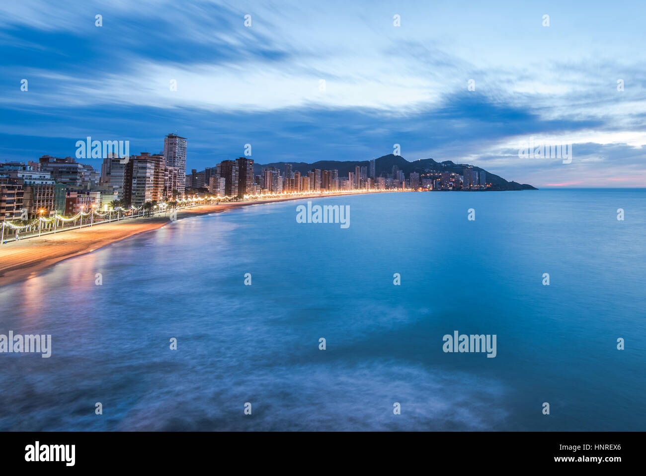 Panoramic view over Benidorm cityscape in Alicante, Spain. Benidorm is ...
