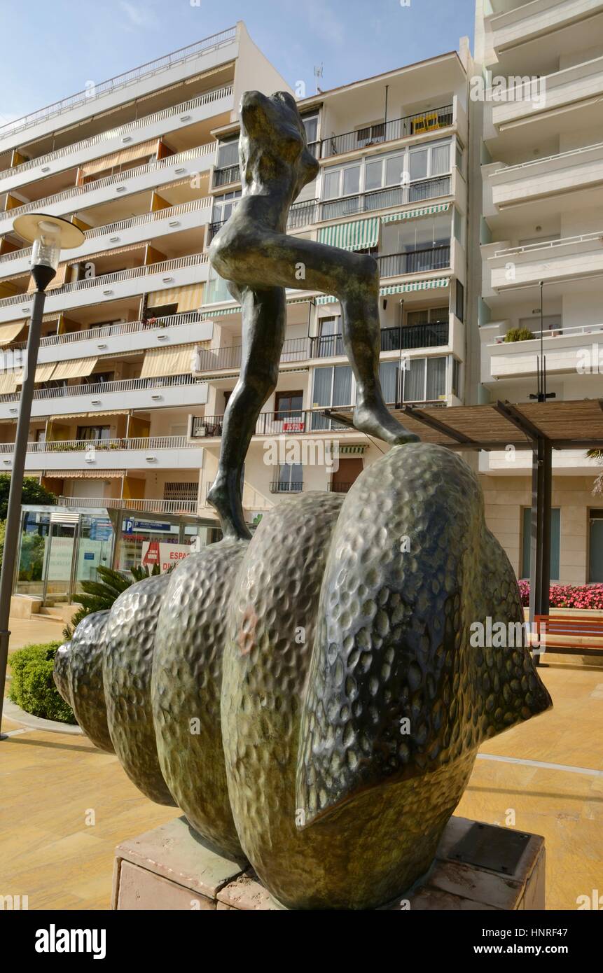 Sculpture of Woman climbing the stairs, designed by Dali in Avenue of ...