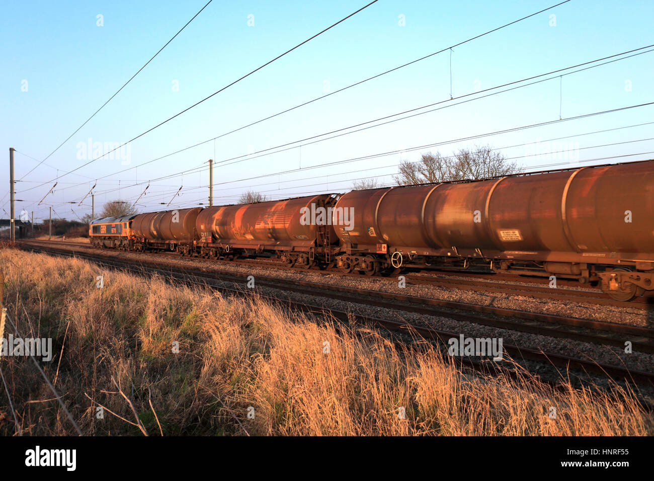 GBRF trains, 66710 Diesel Powered Freight Train, between Bedford and ...