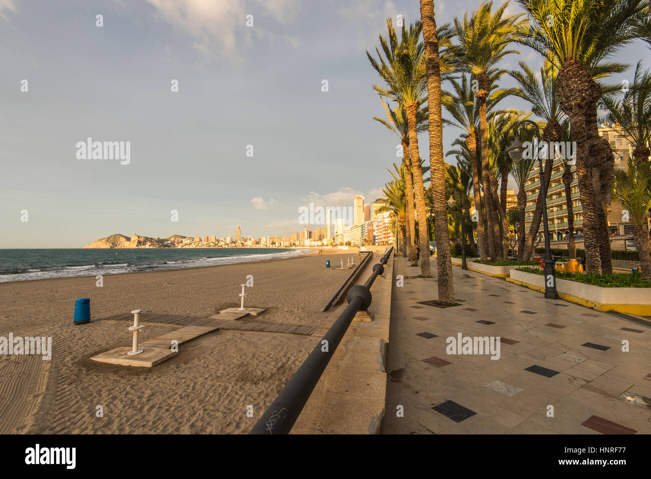 Seaside promenade in sunny Benidorm,Alicante,Spain. Tourist holiday ...
