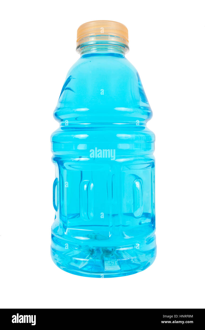 Blue thirst quencer in plastic bottle. Isolated Stock Photo - Alamy