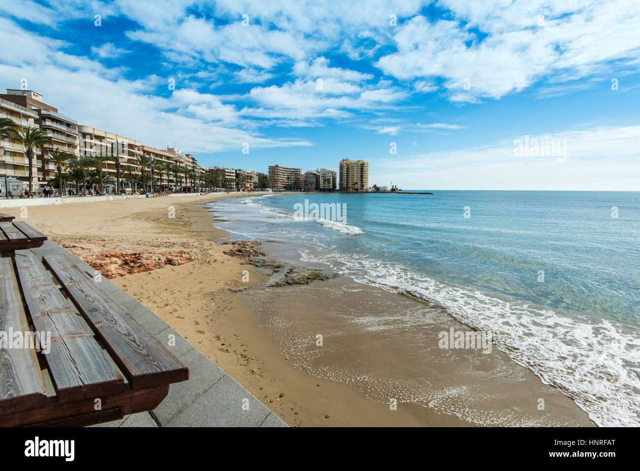 Beach and cityscape of Torrevieja,Spain popular tourist destination ...