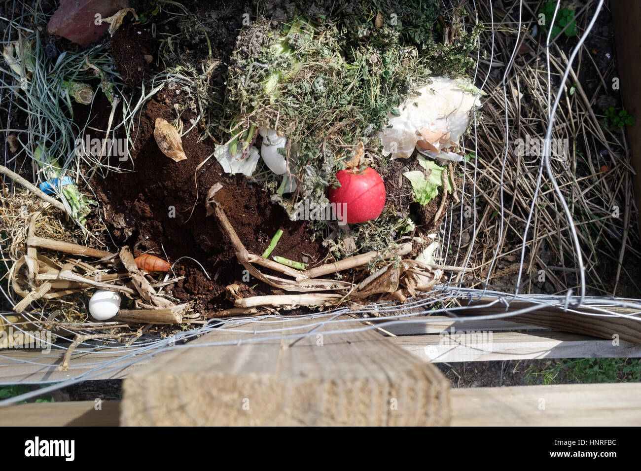 Outdoor composting pile bin filled with organic debris Stock Photo - Alamy