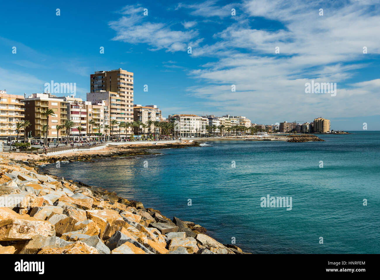 Beach and cityscape of Torrevieja,Spain popular tourist destination ...