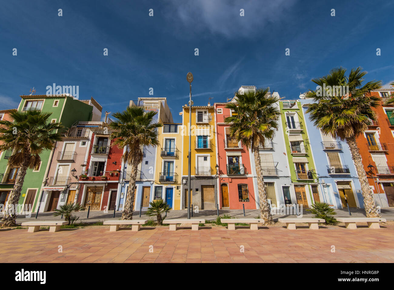 Colorful houses in Villajoyosa in Spain, main tourist attraction and ...