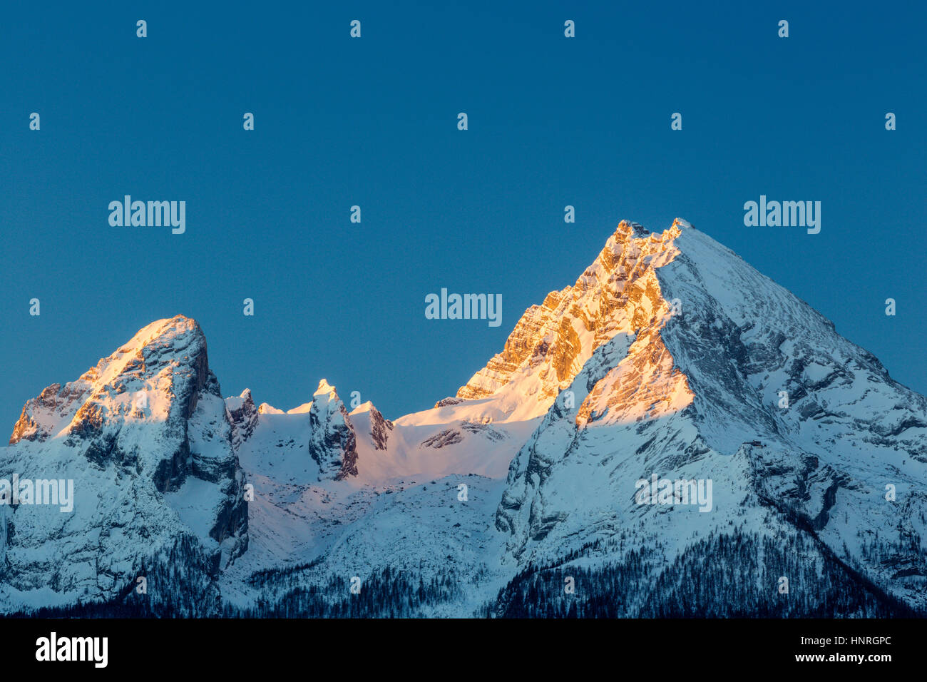 Mountains in Winter, Watzmann, Maria Gern, Berchtesgaden, Bavaria ...