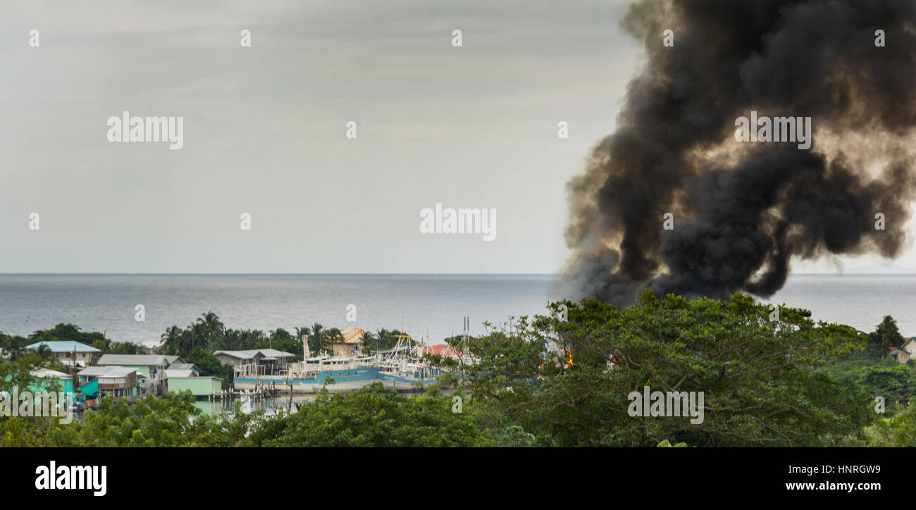 Boat Explosion and Fire Stock Photo - Alamy