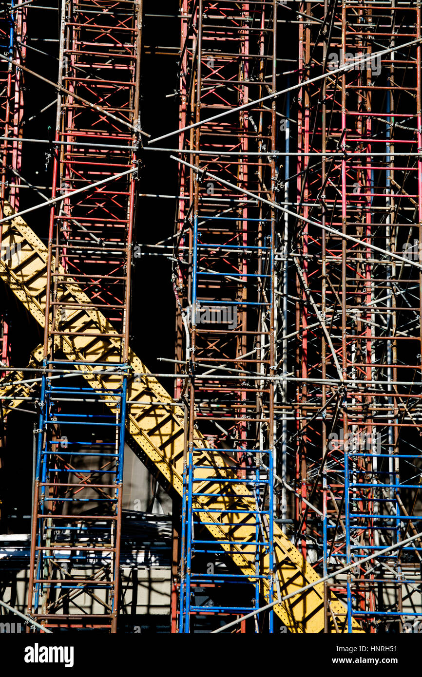 Scaffolding on building construction site from the High Line running ...