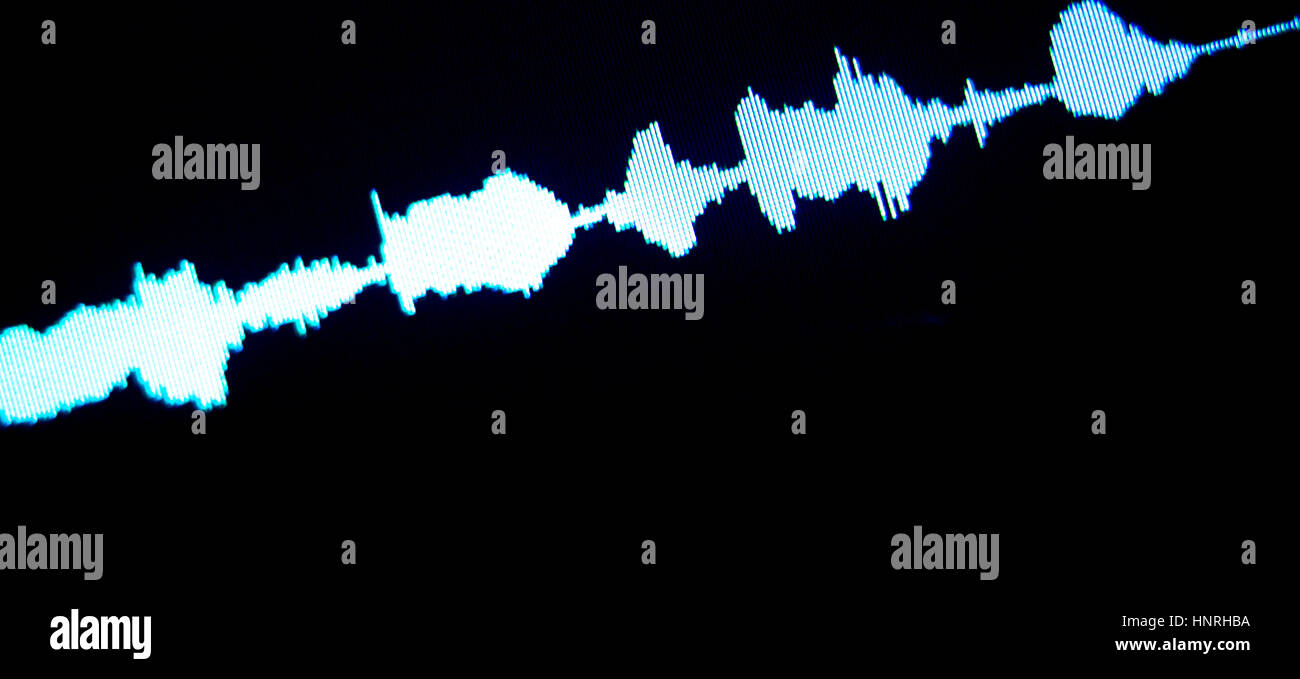 Sound recording studio audio wave on computer screen in professional ...