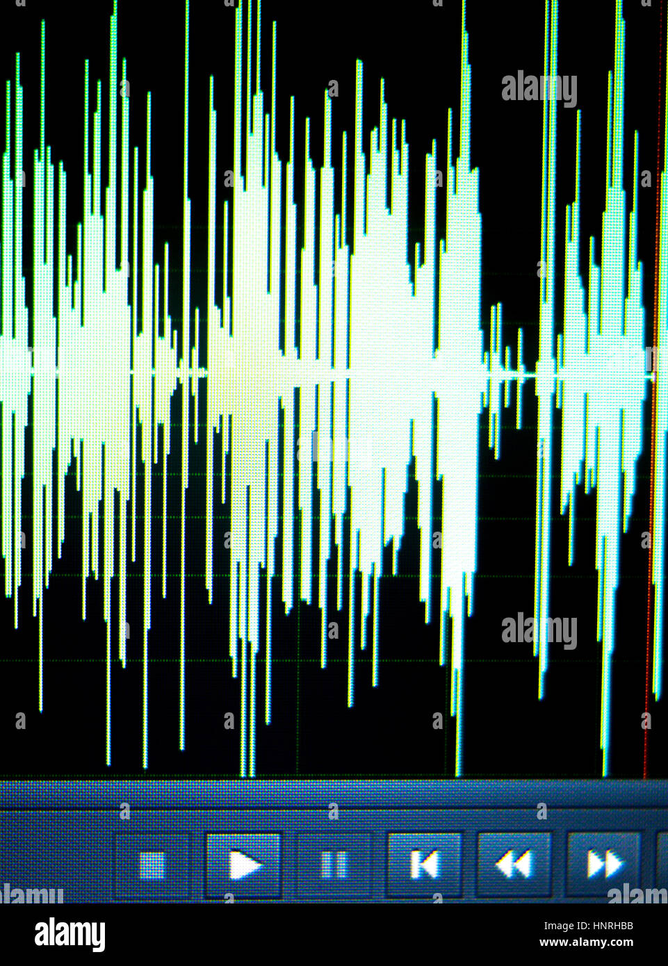 Sound recording studio audio wave on computer screen in professional ...