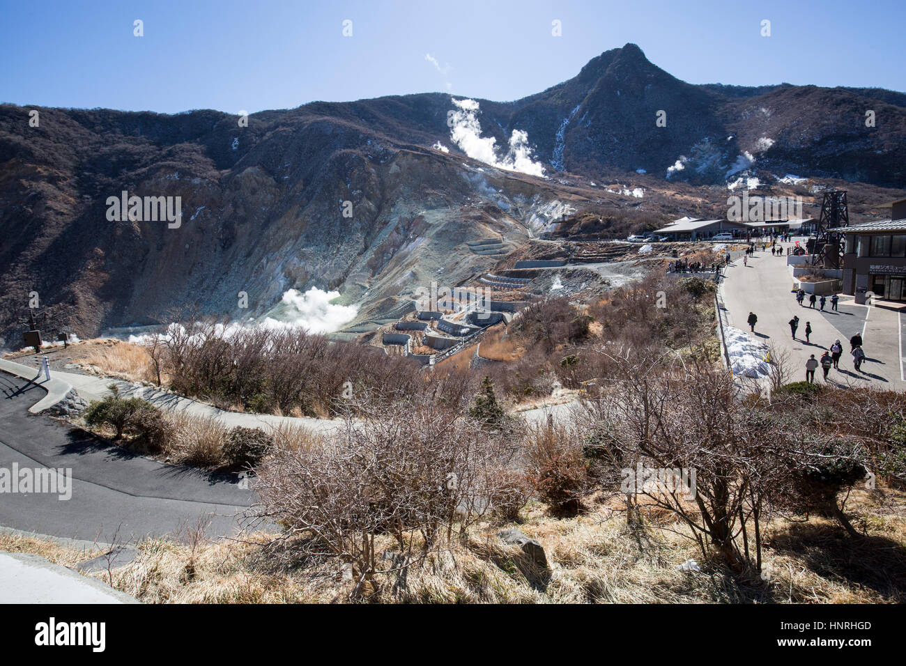 boiling sulphur springs of the Owakudani Valley , Japan Stock Photo - Alamy