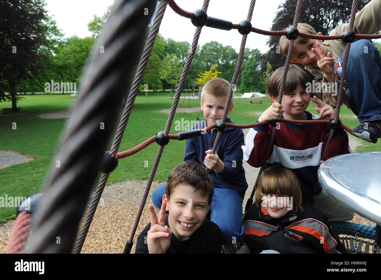 Frankfurt, Germany - May 6, 2009 - Children on playground, as a ...