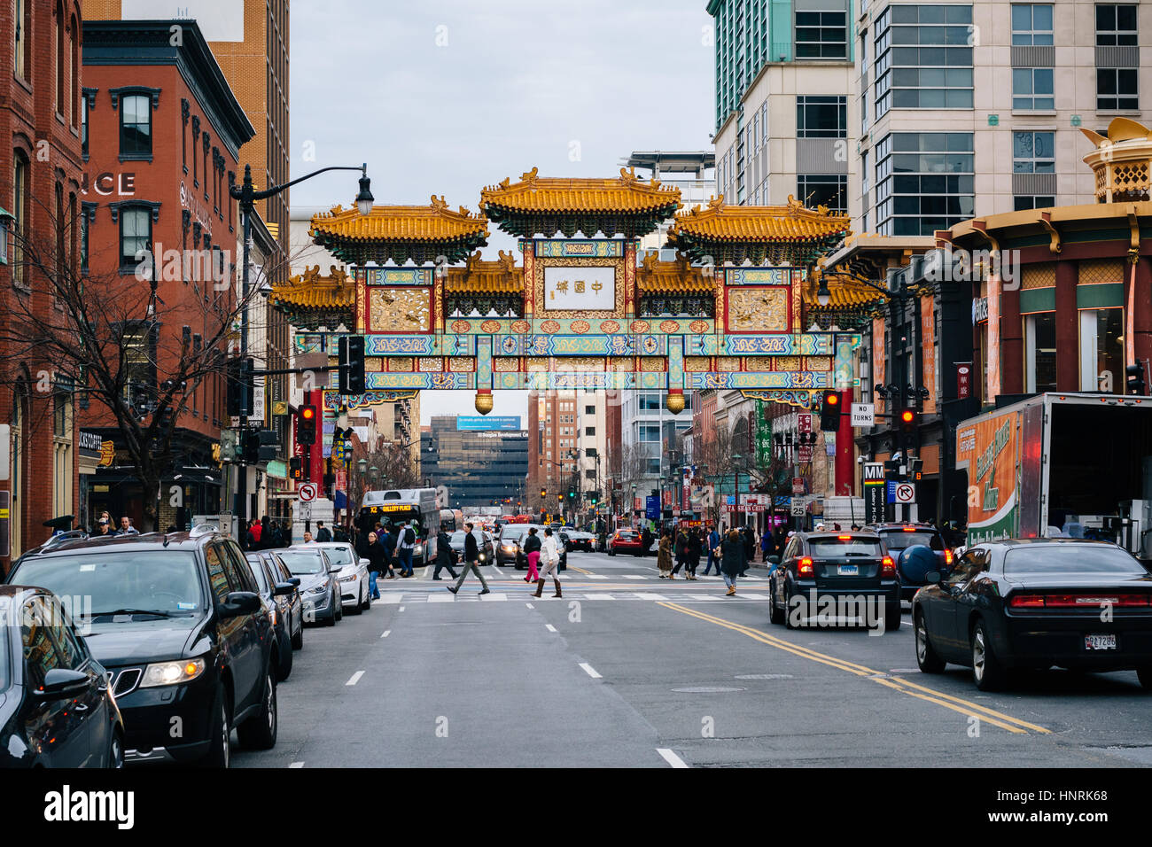 H Street and the Friendship Arch, in Chinatown, Washington, DC Stock ...