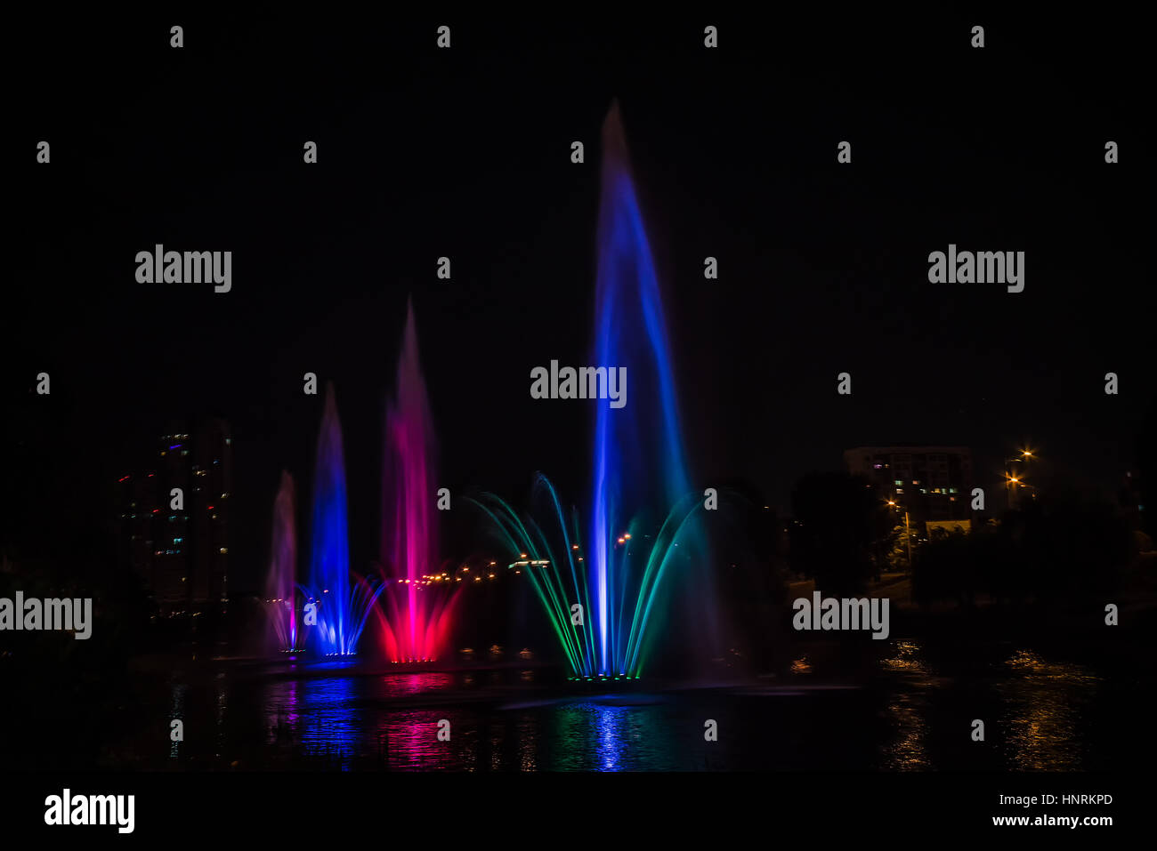 Light and music fountain at Rusanovka. Kiev. Ukraine Stock Photo - Alamy