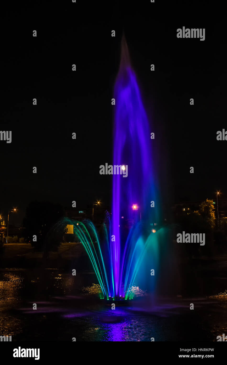 Light and music fountain at Rusanovka. Kiev. Ukraine Stock Photo - Alamy
