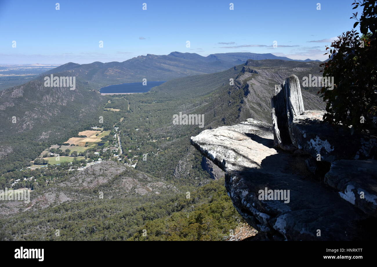 Rocks and mountains in background at Boroka lookout near Halls Gap in ...