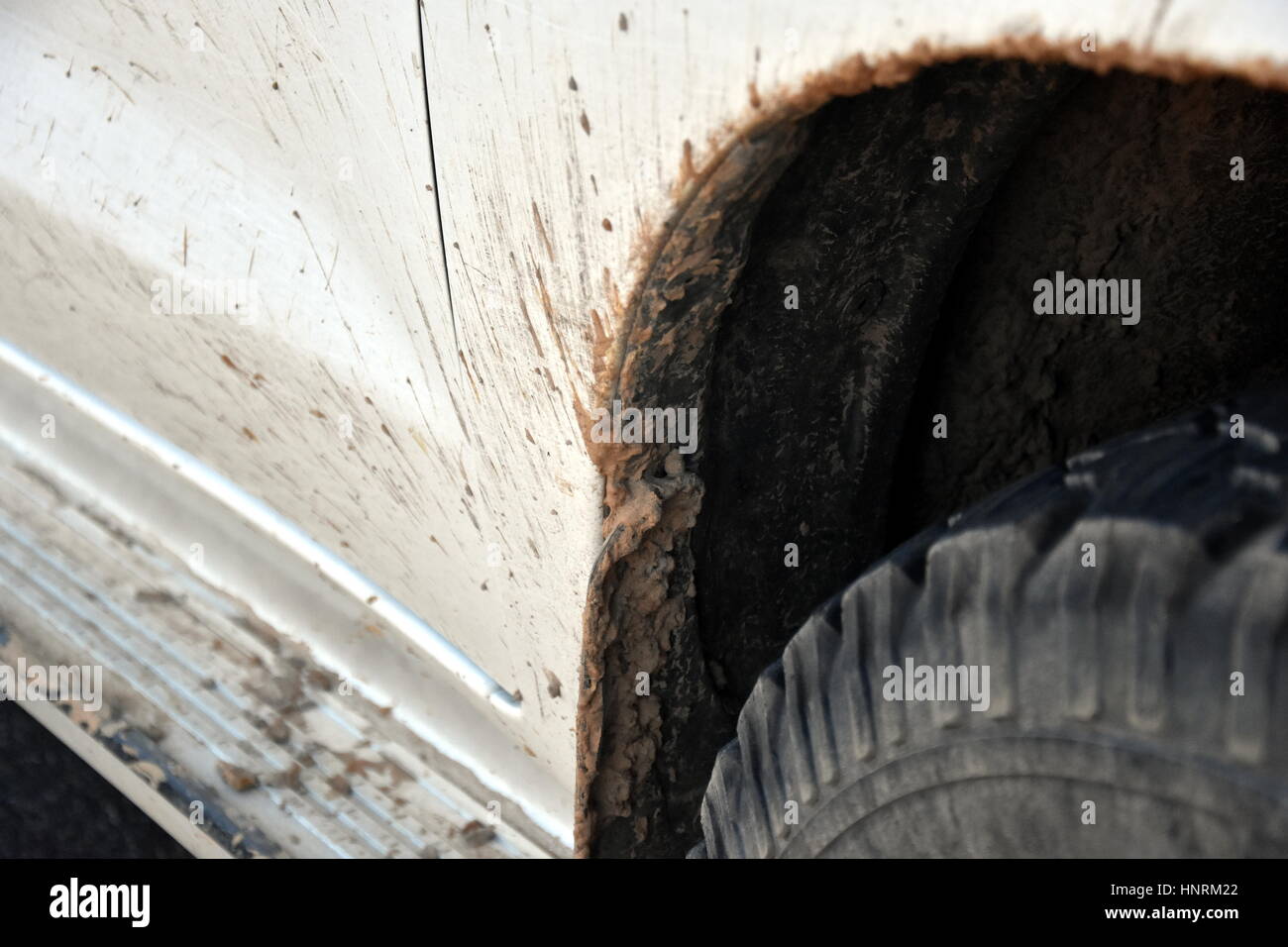 The mud on the wheels fenders and car doors. The result is a trip ...