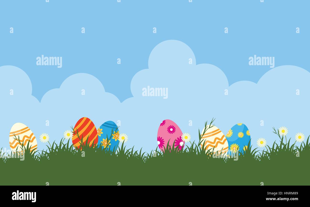 Vector art of easter egg on hill backgrounds collection Stock Vector ...