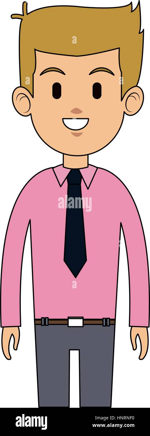 man wearing a tie cartoon icon over white background. colorful design ...