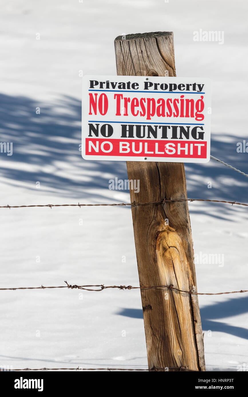 No tresspassing/private property sign, Wallowa County, Oregon Stock ...