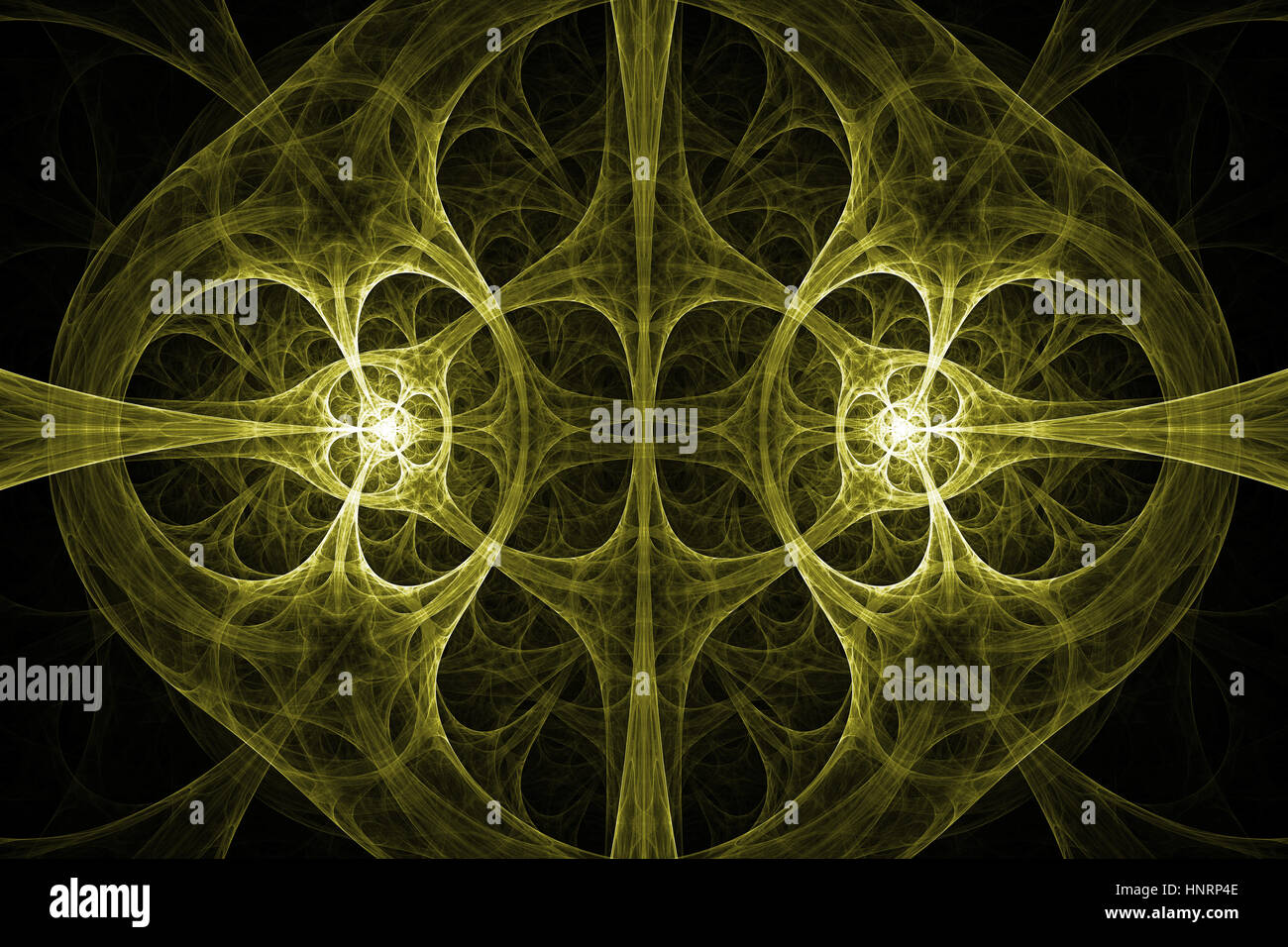 Yellow fractal design. Abstract background. Isolated on black ...