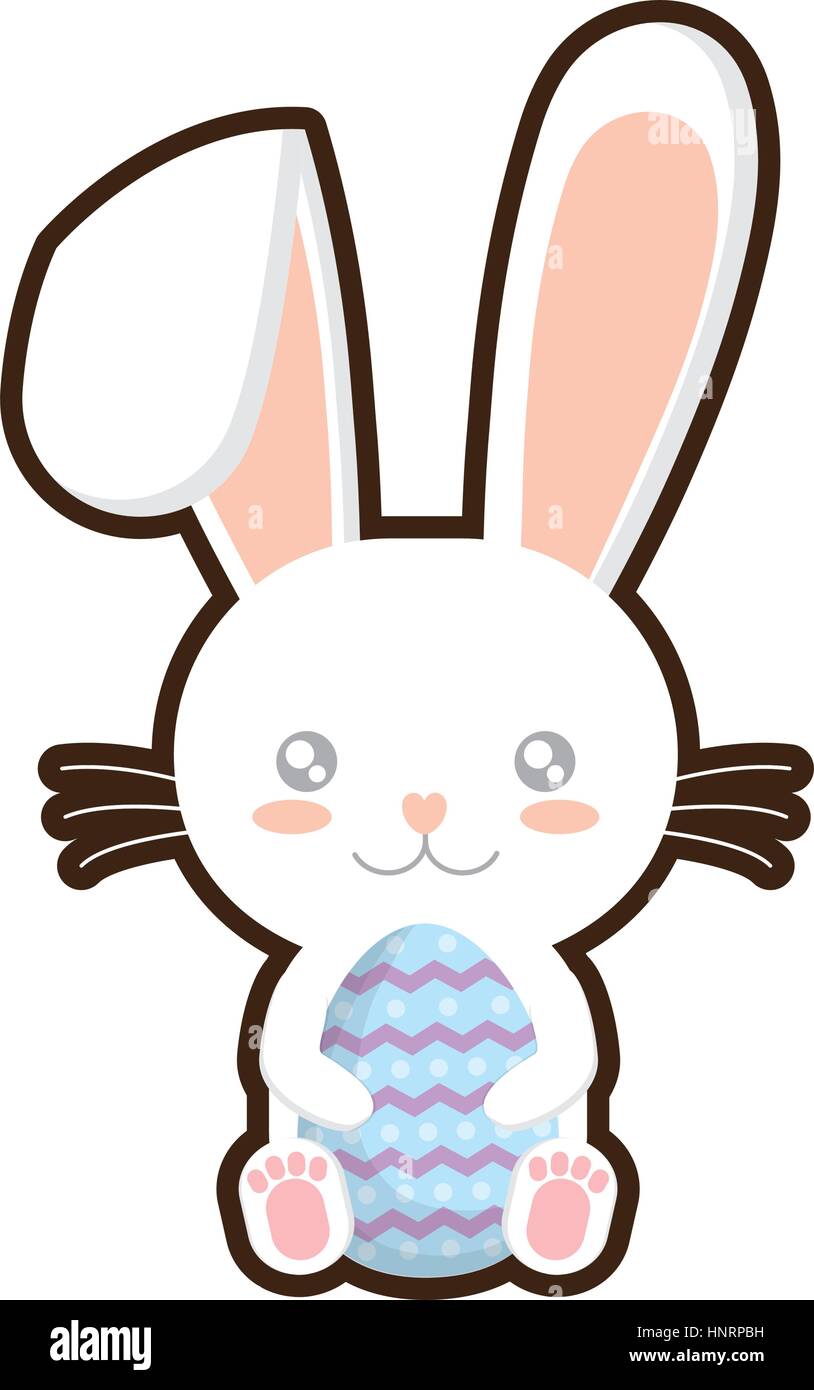 easter bunny whiskers hing egg adorable vector illustration eps 10 ...