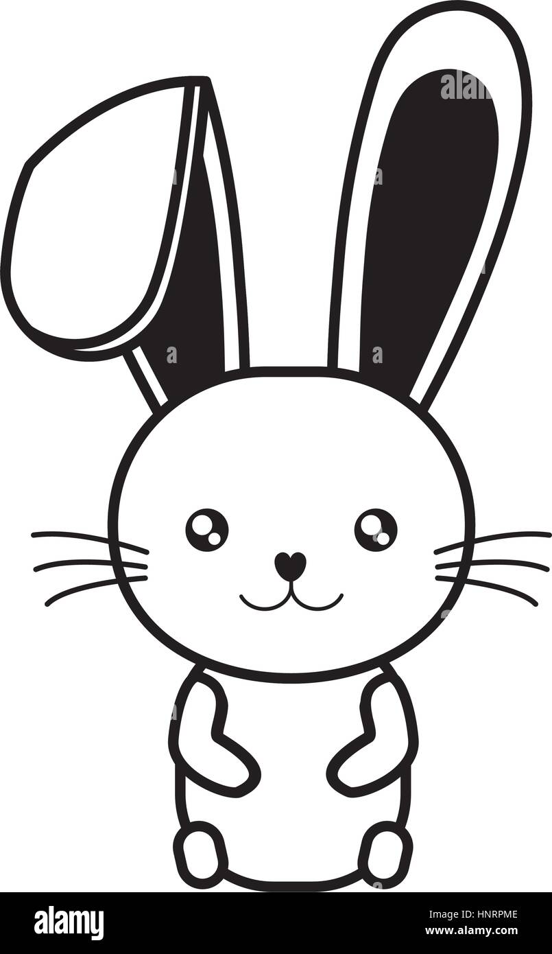 easter bunny wiskers sitting line vector illustration eps 10 Stock ...