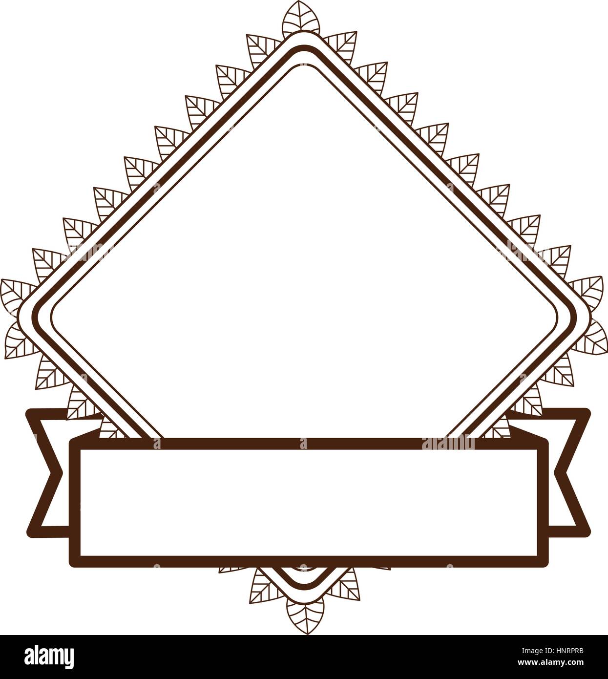 rhombus decorative leaves frame banner vector illustration eps 10 Stock ...