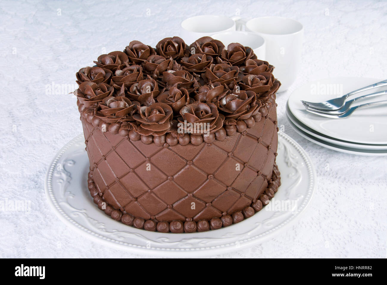 Triple Chocolate Cake frosted and embossed with diamond impression on ...