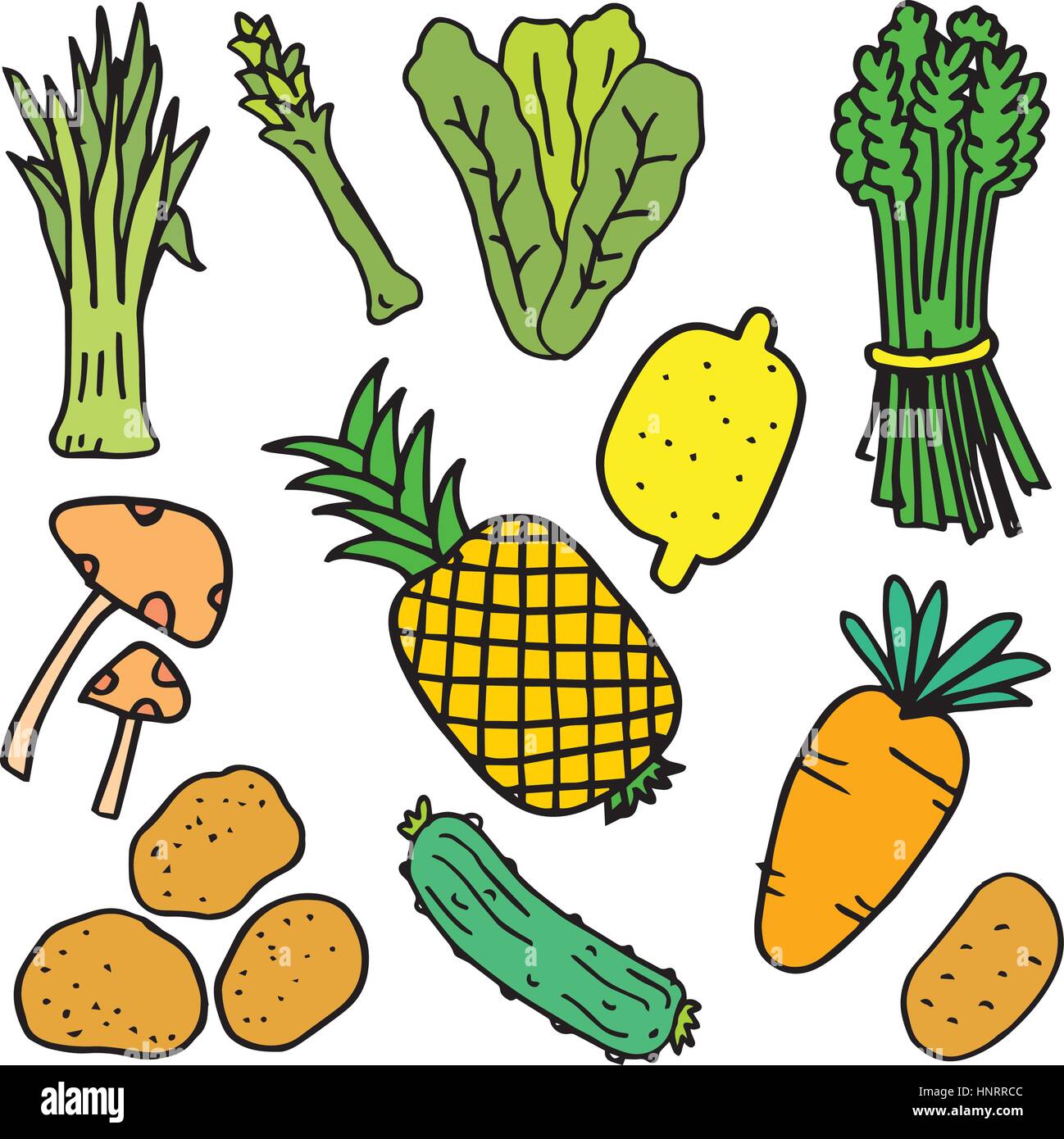 Vector art of vegetable object doodles collection Stock Vector Image ...
