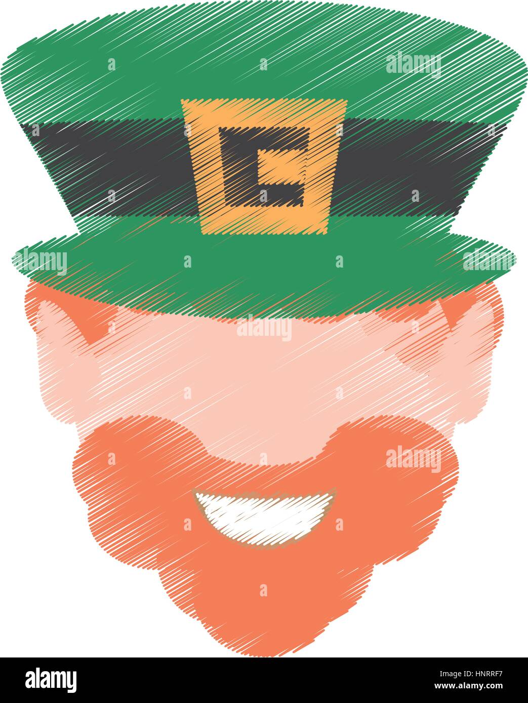 drawing st patricks day face leprechaun traditional vector illustration ...