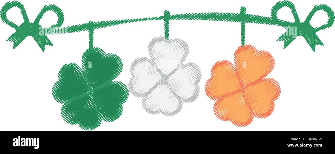 drawing st patricks day clover pennant decorative vector illustration ...