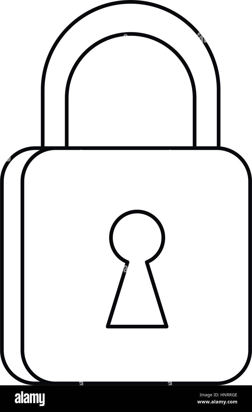 padlock security system technology thin line vector illustration eps 10 ...