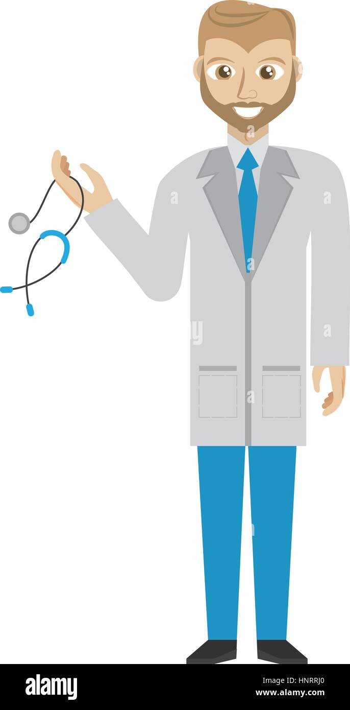 beard doctor holding stethoscope vector illustration eps 10 Stock ...