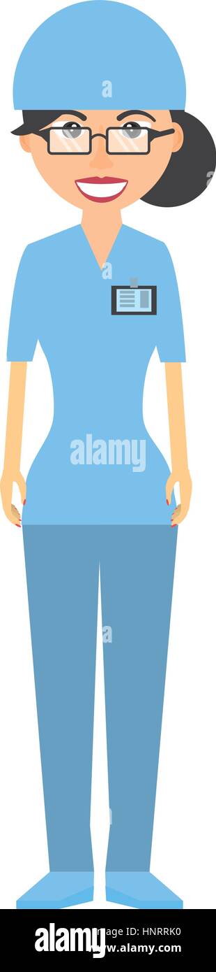 nurse with suit surgery hat and id card vector illustration eps 10 ...