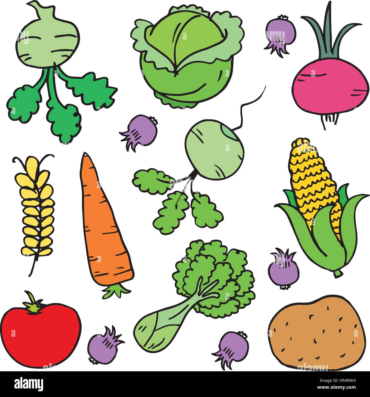 Illustration vector of vegetable doodle set collection stock Stock ...