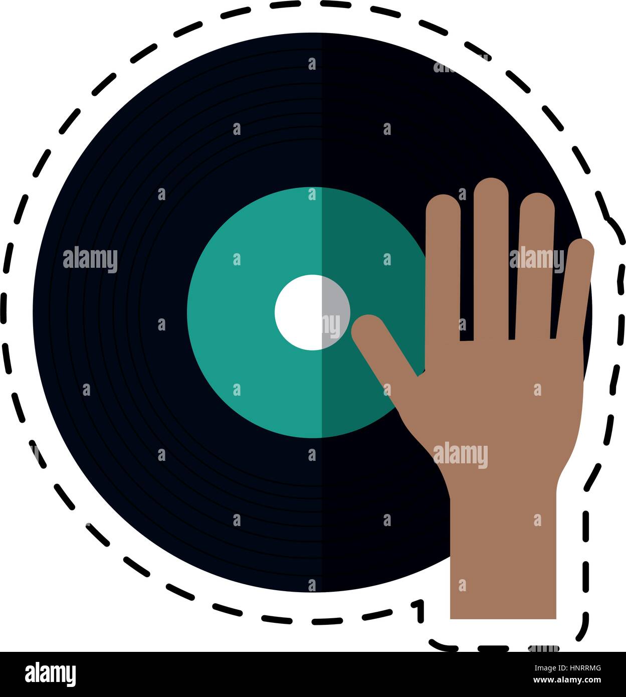 cartoon hand dj playing vinyl vector illustration eps 10 Stock Vector ...