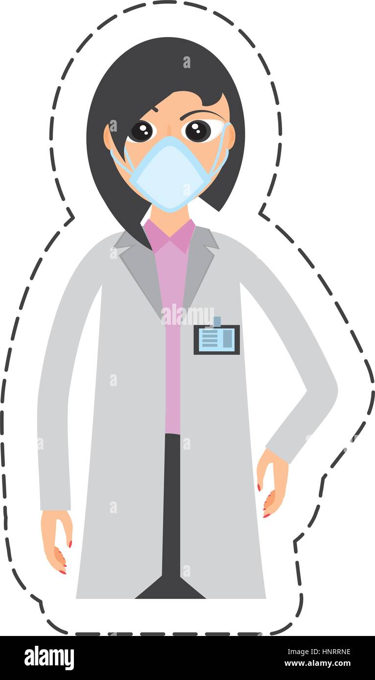 cartoon woman doctor medical mask vector illustration eps 10 Stock ...