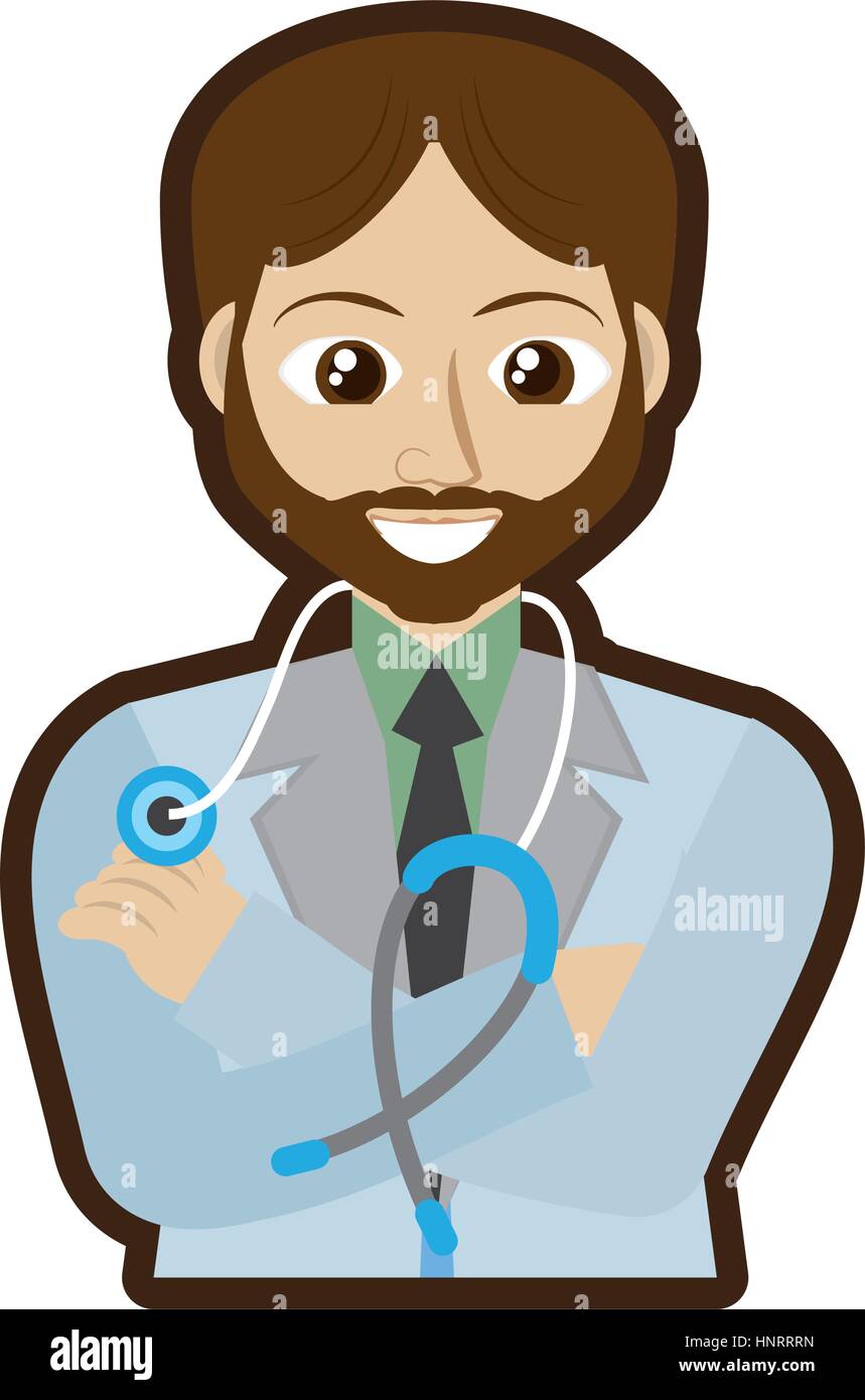beard doctor professional stethoscope vector illustration eps 10 Stock ...