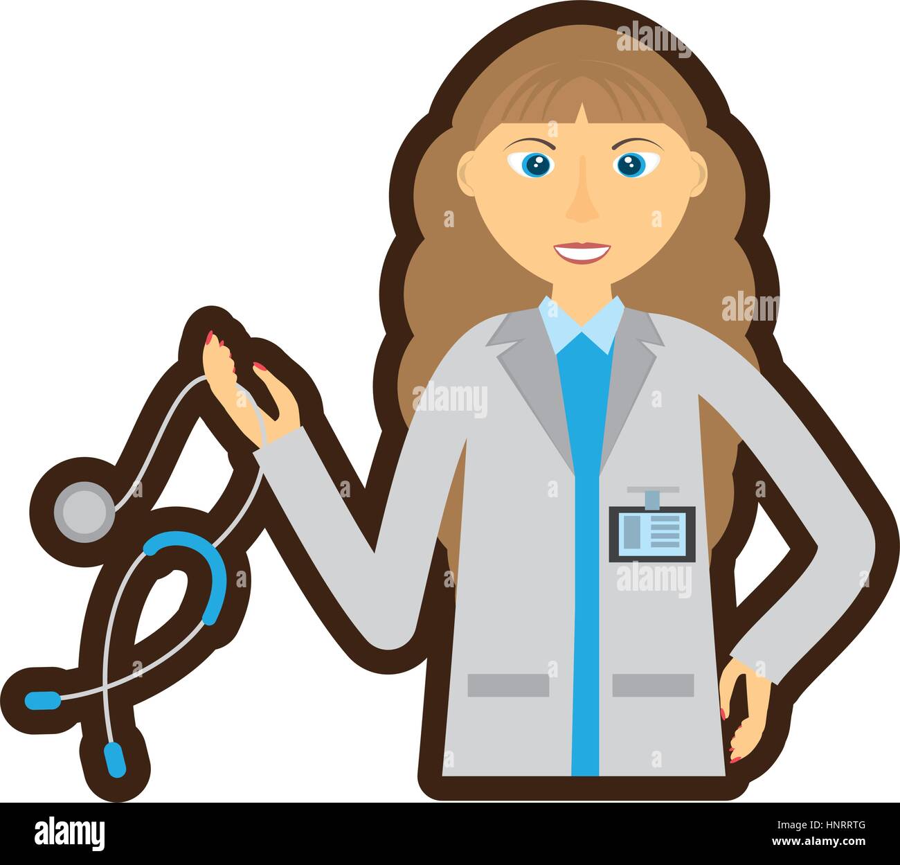doctor female stethoscope and id card health vector illustration eps 10 ...