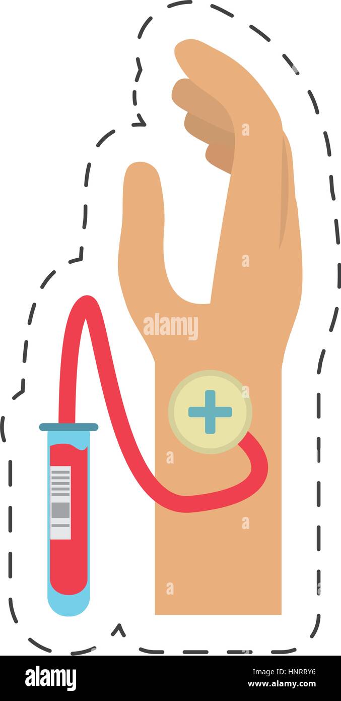 cartoon hand male blood donor test tube vector illustration eps 10 ...