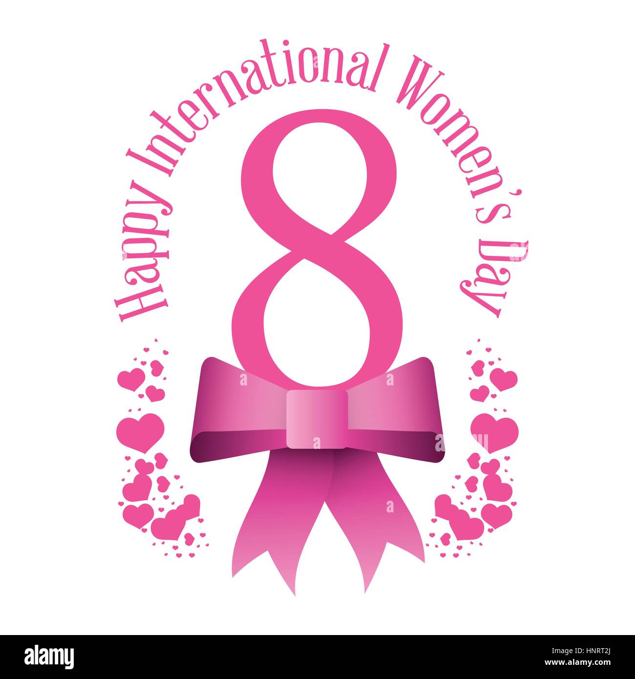 happy international womens day eight bow hearts vector illustration eps ...