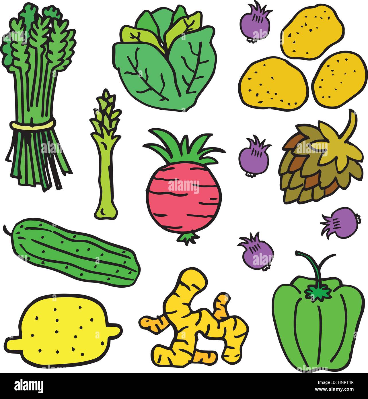 Vegetable object set of doodles vector illustration Stock Vector Image ...